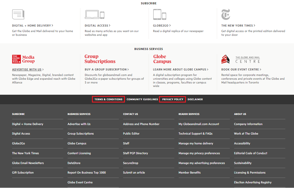 Where can I find your Privacy Policy and your Terms and Conditions?