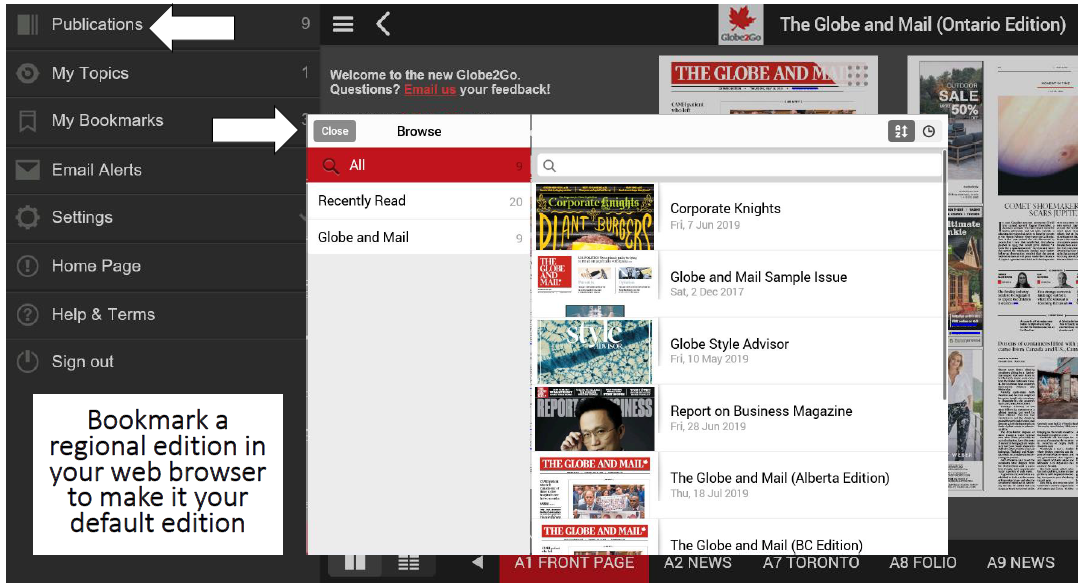 Globe2Go HTML 5 Site Navigation